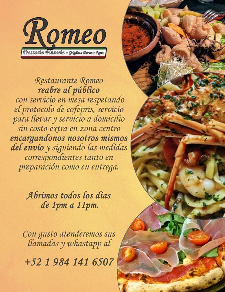 Menu at Romeo Trattoria Pizzeria, Playa del Carmen, Calle 4 Nte 150