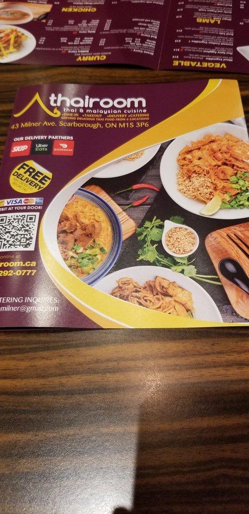 Menu at Thai Room Scarborough restaurant, Toronto, 43 Milner Ave #2