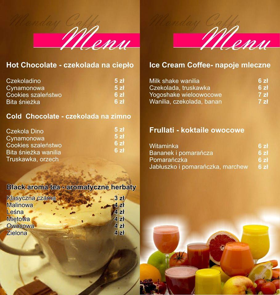 Menu at Monday Caffe restaurant, Stalowa Wola