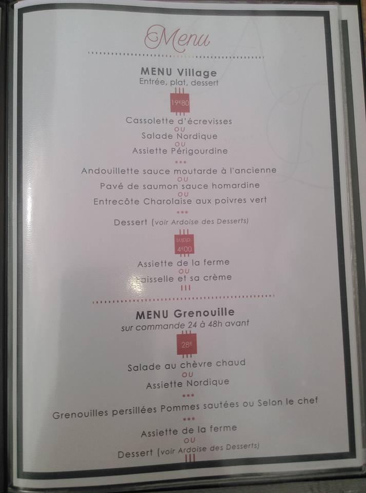 Menu at Restaurant l'Auberge du Lavoir, Sainte-Julie