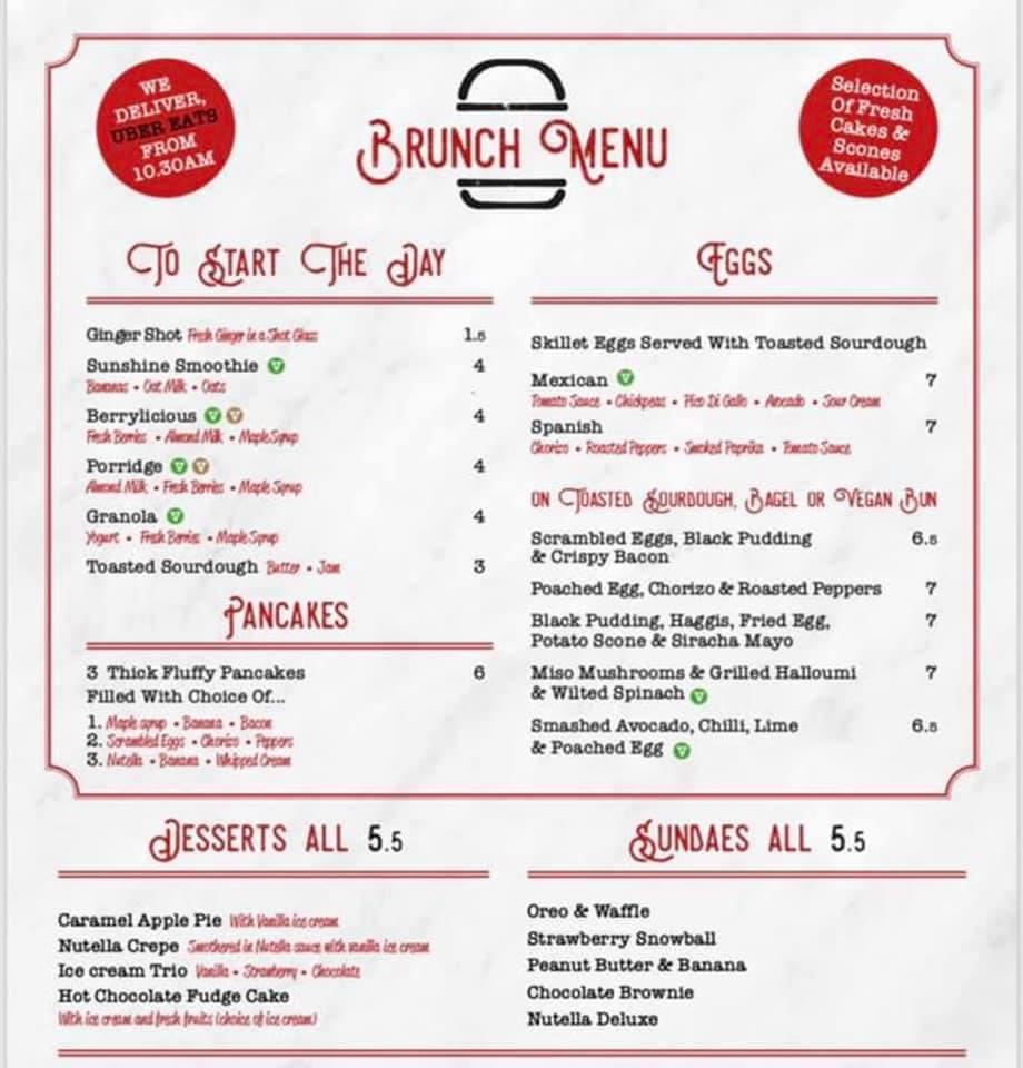 Menu at Burger and Bun restaurant, Glasgow