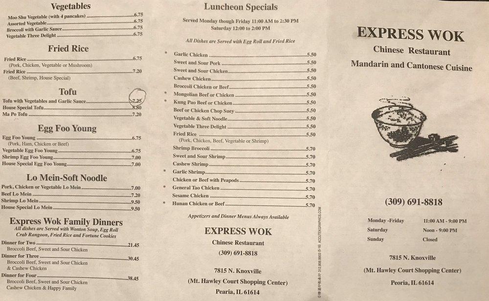 Menu at Express Wok restaurant, Peoria, Knoxville Ave # 2