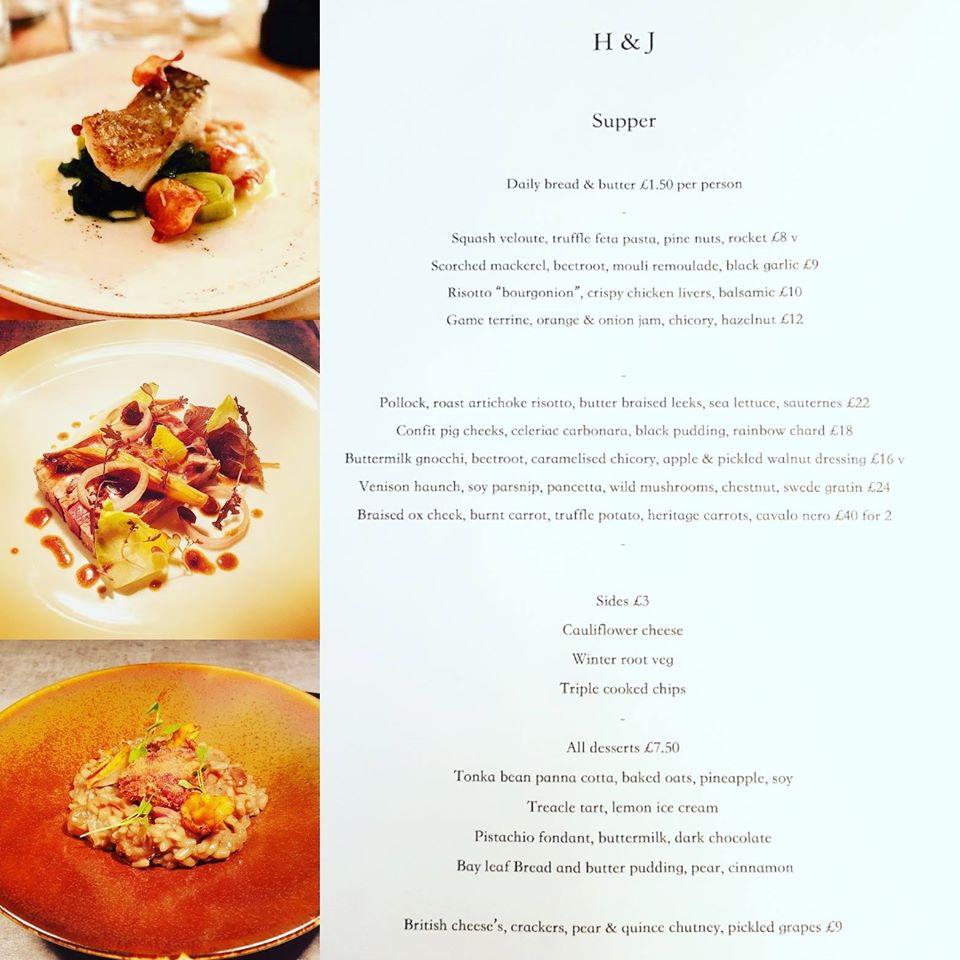 Menu at Henry & Joe's restaurant, Newbury