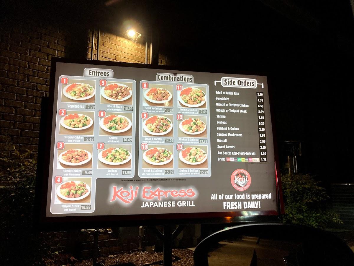 Menu at Koji Express Japanese Grill - South restaurant, Murfreesboro