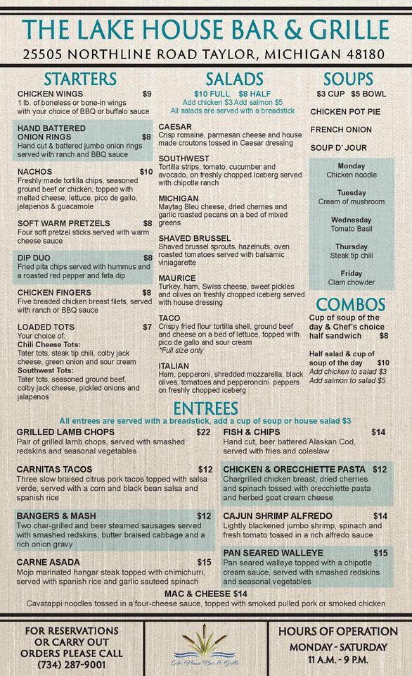 Menu at Lakes of Taylor Golf Club, Taylor