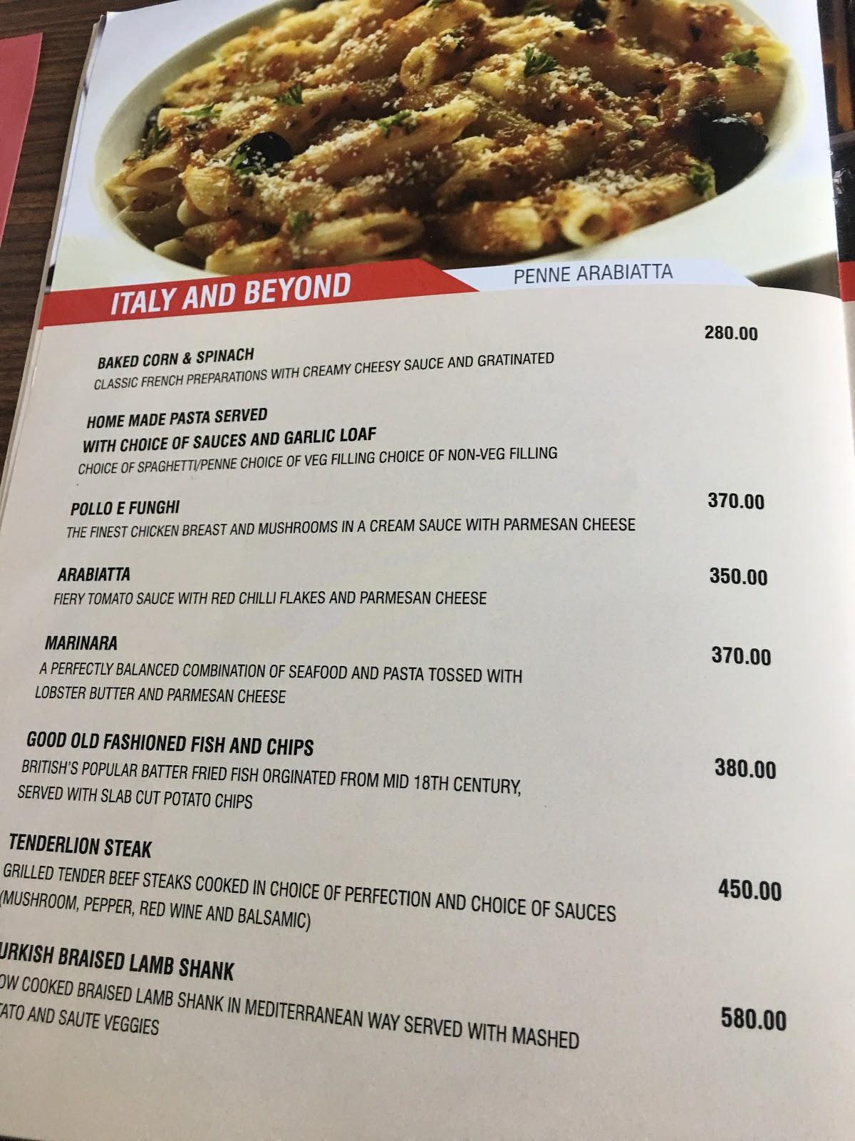 Menu at Paragon, Kochi, Lulu Shopping Mall