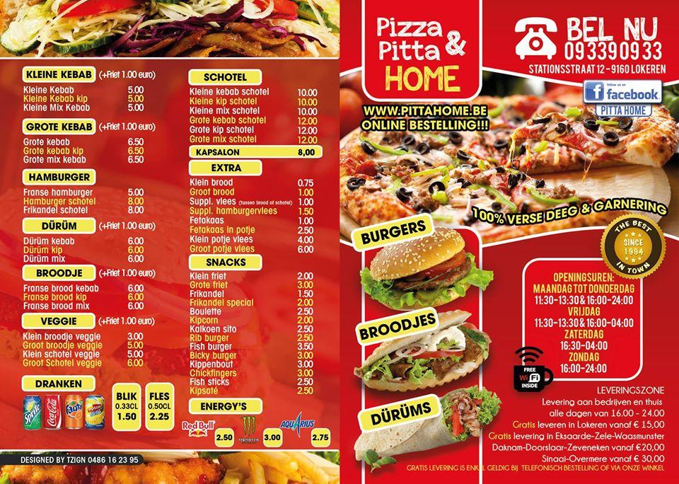 Menu at Pitta Home, Lokeren