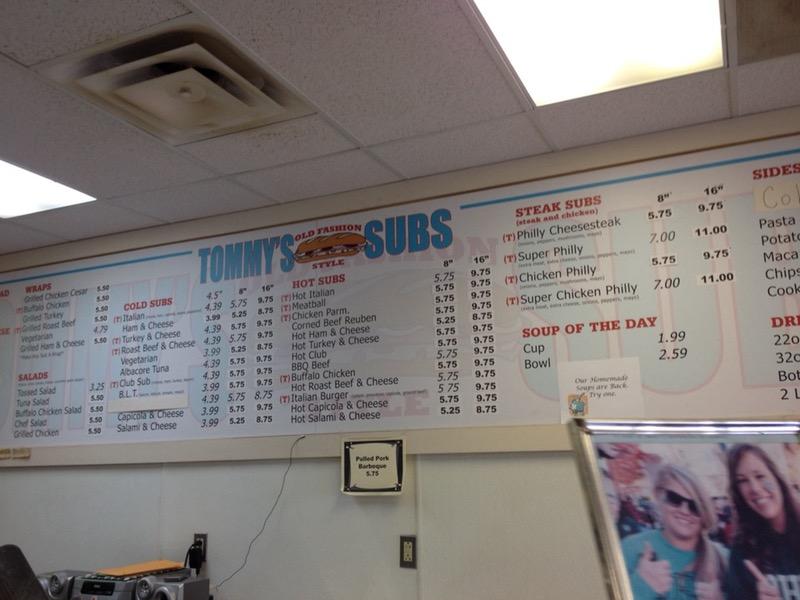 Menu at Tommy's Old Fashioned Subs restaurant, Mentor