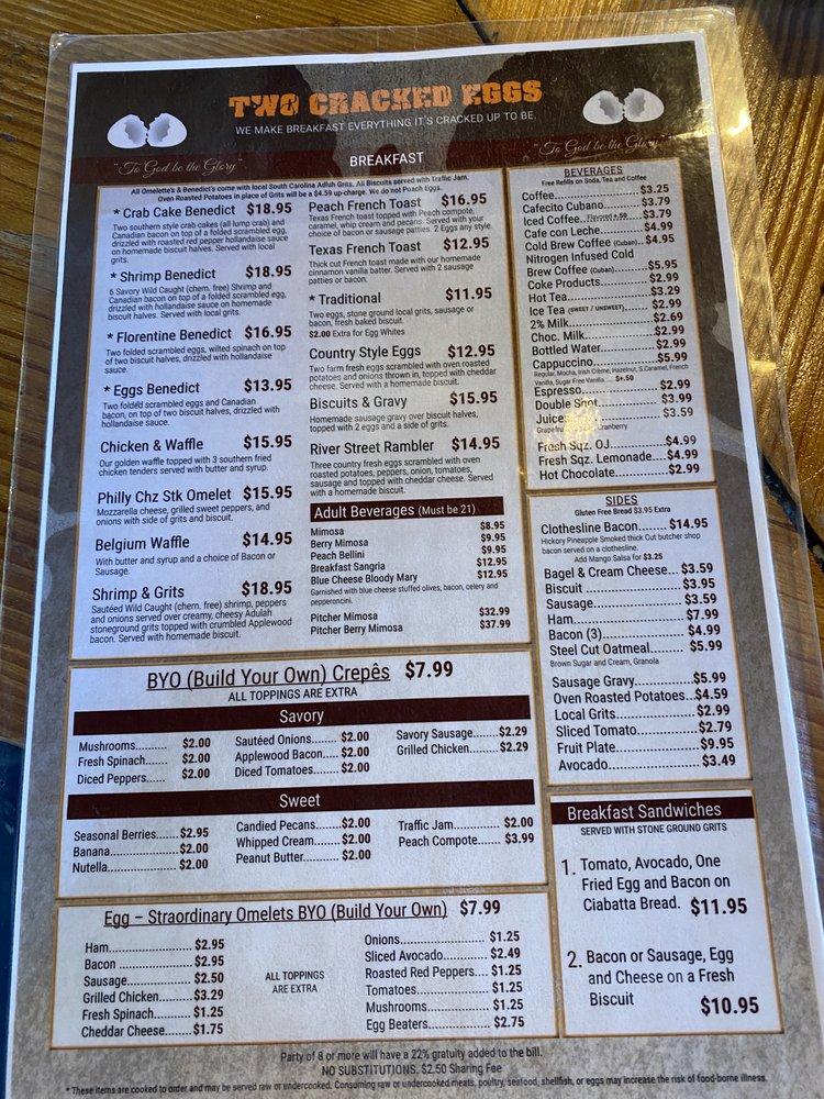 Menu at Two Cracked Eggs Cafe, Savannah, 202 E Bay St
