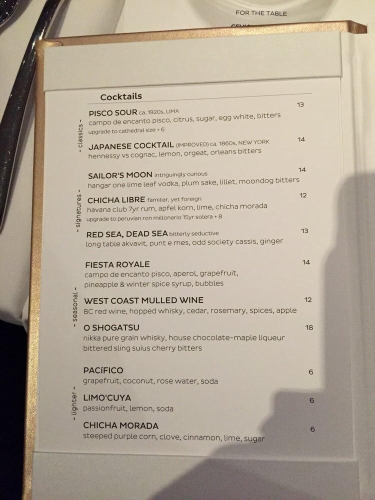 Menu at Ancora Waterfront Dining and Patio restaurant, Vancouver, Howe ...