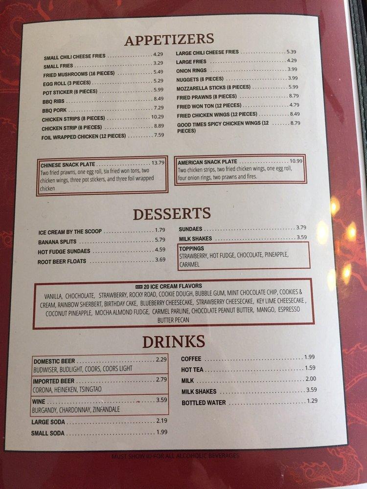 Menu at Good Times restaurant, Newman