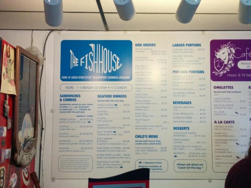 Menu at The Fish House restaurant, Louisville