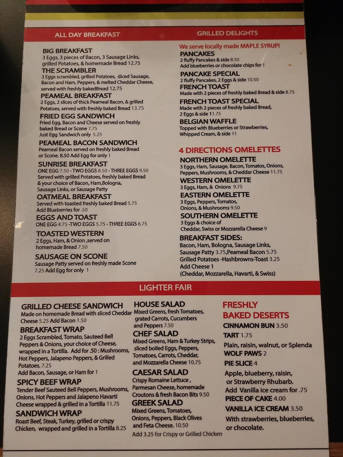 Menu at Chummy's Grill restaurant, Sault Ste. Marie