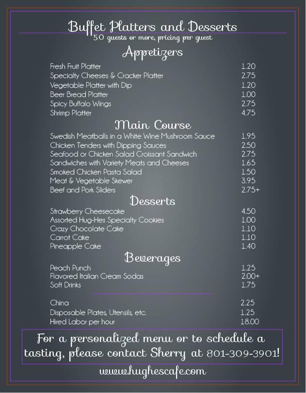 Menu at Hug-Hes Cafe, Syracuse