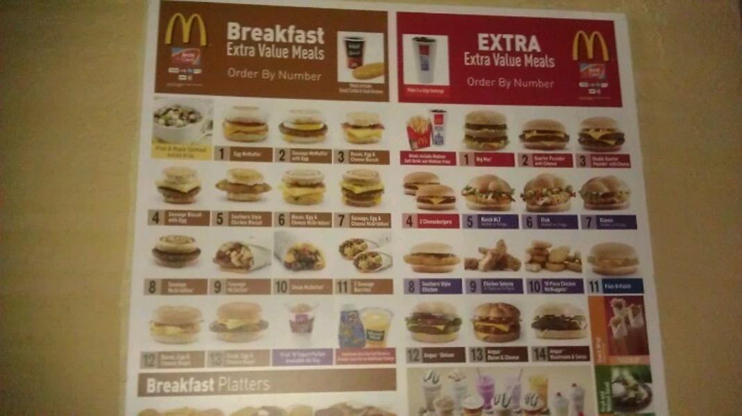 Menu at McDonald's fast food, Miami, 299 SW 8th St