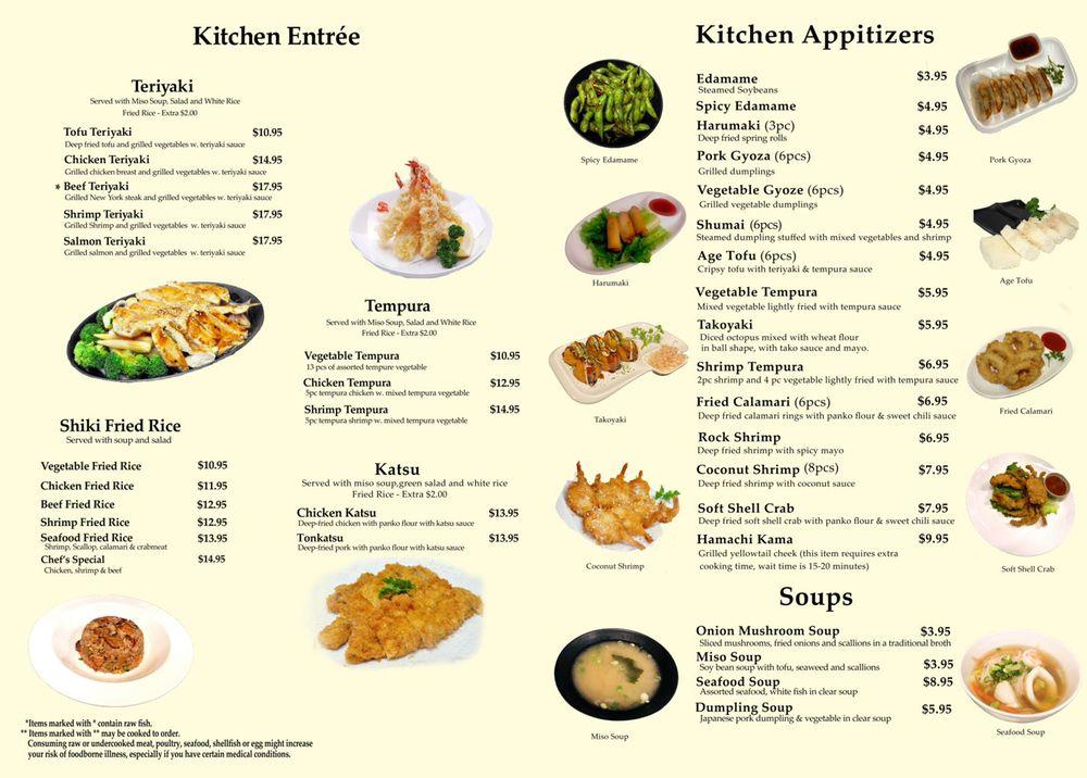 Menu at Shiki Sushi Bar & Japanese Grill, Coeur d'Alene