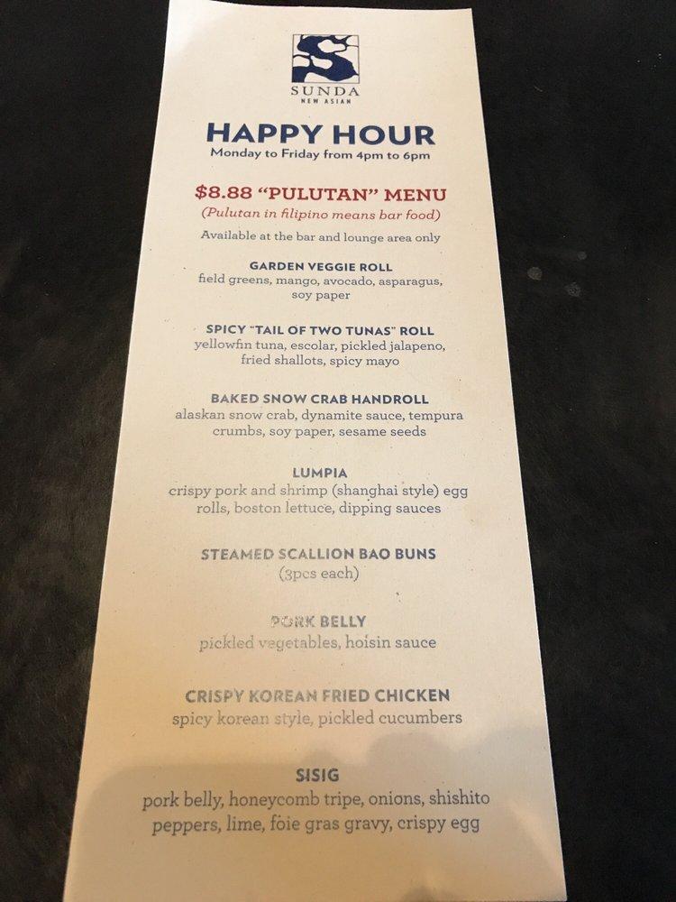 Menu at Sunda Nashville restaurant, Nashville