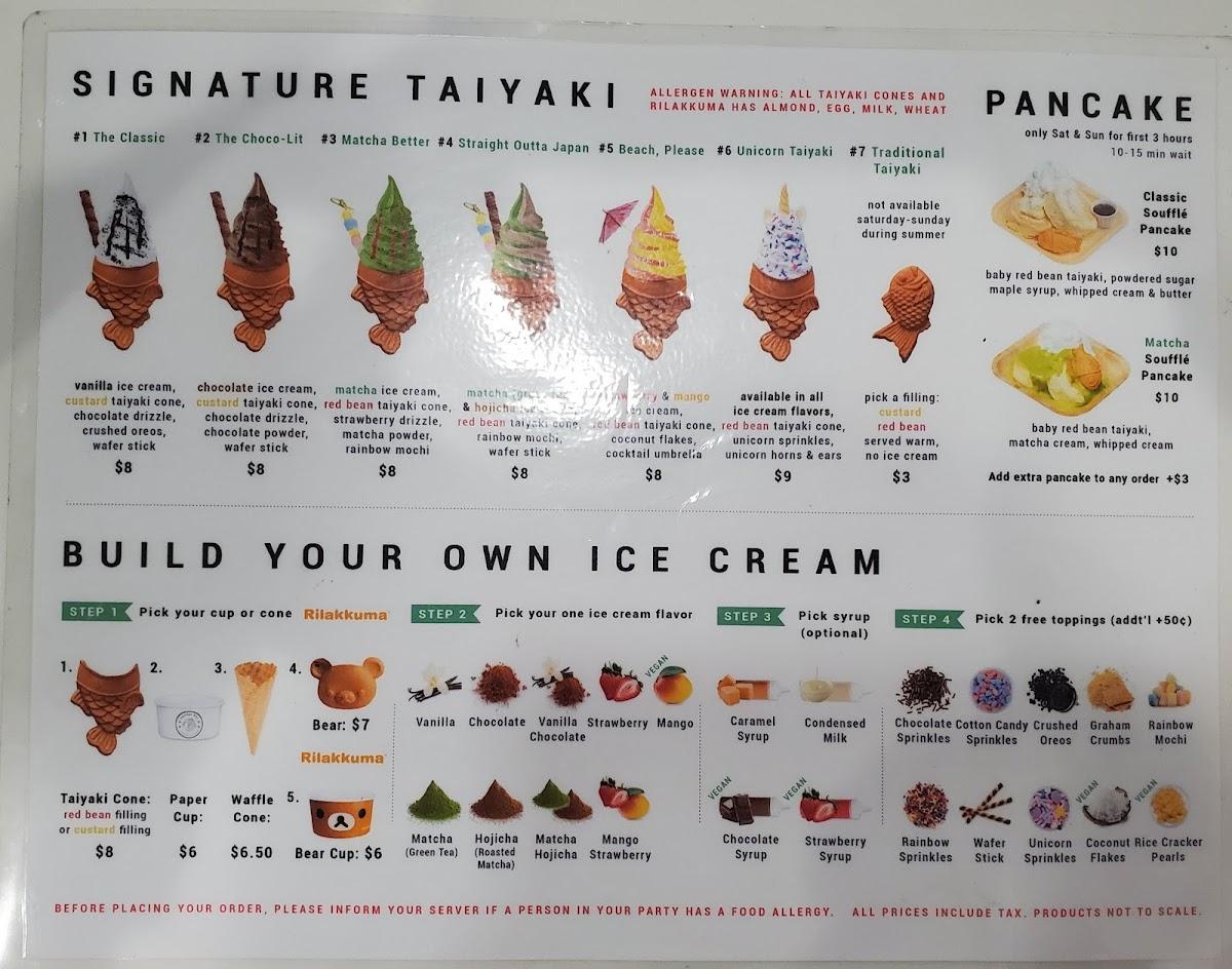 Menu at Taiyaki NYC Japanese Ice Cream desserts, New York City, 119 ...