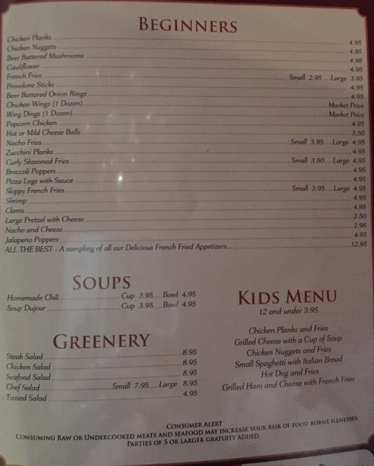 Menu at Central Restaurant, Apollo