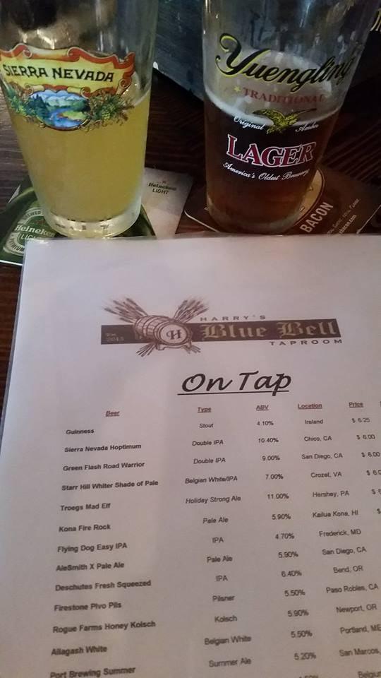Menu at Harry's Blue Bell Taproom pub & bar, Blue Bell