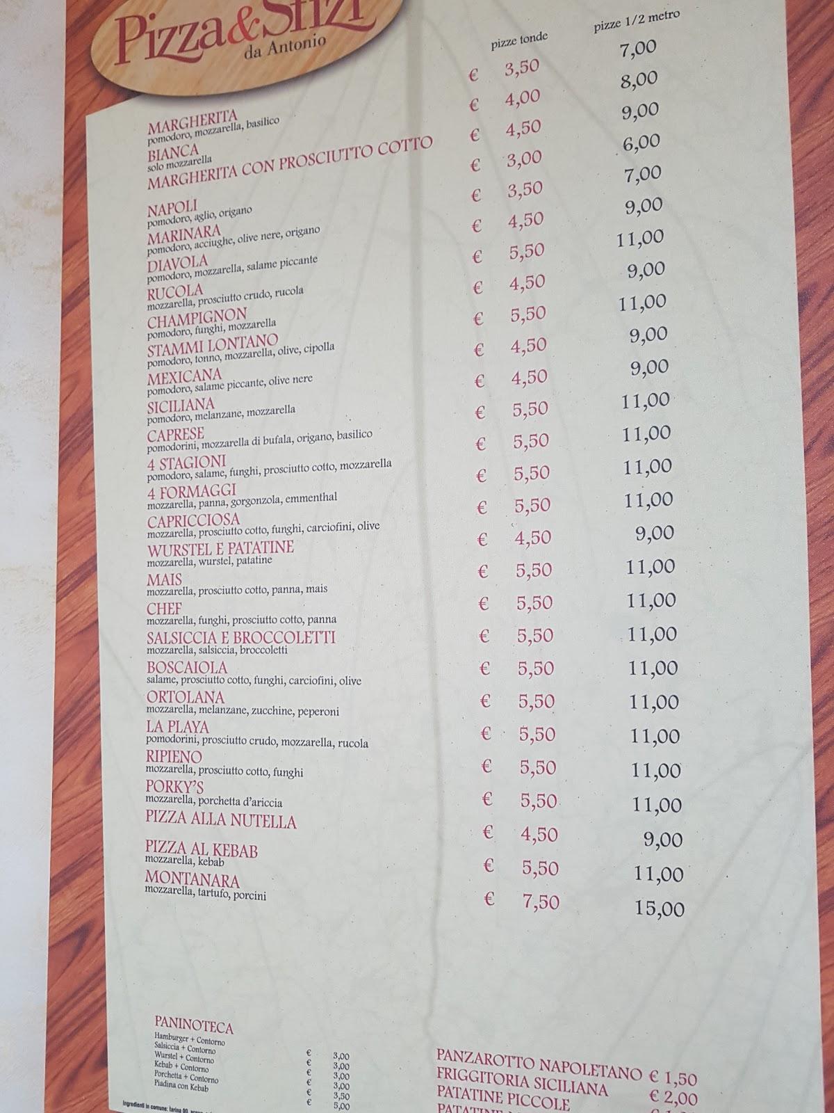 Menu da Pizza e Sfizi da Mariano pizzeria, Cellole