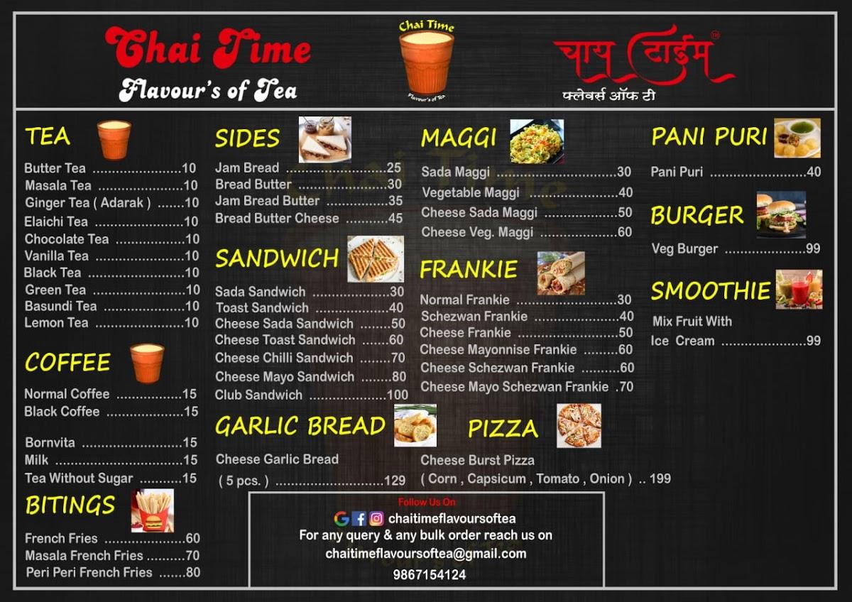 Menu at Chai Time Flavours of Tea, Virar