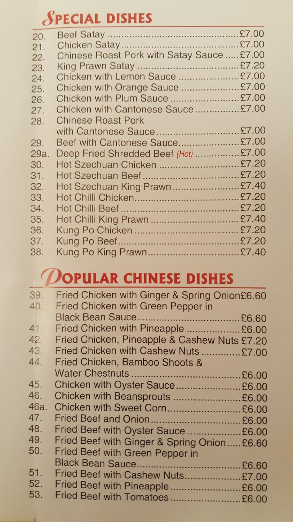 Menu at China Kitchen fast food, Shipston-on-Stour