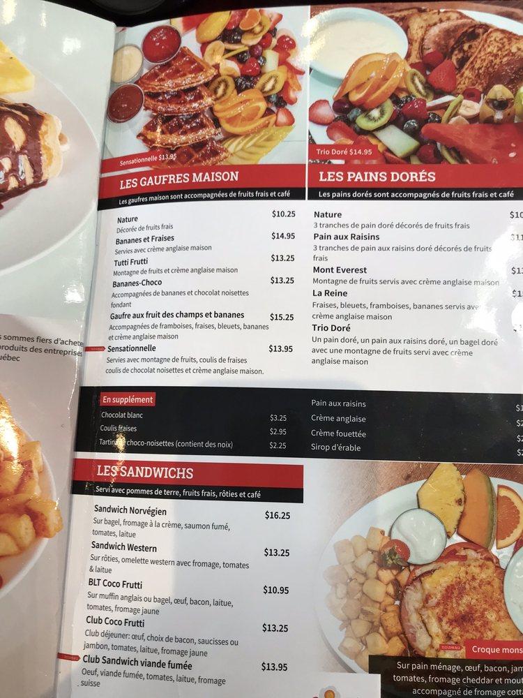 Menu at Coco Frutti Magog restaurant, Magog