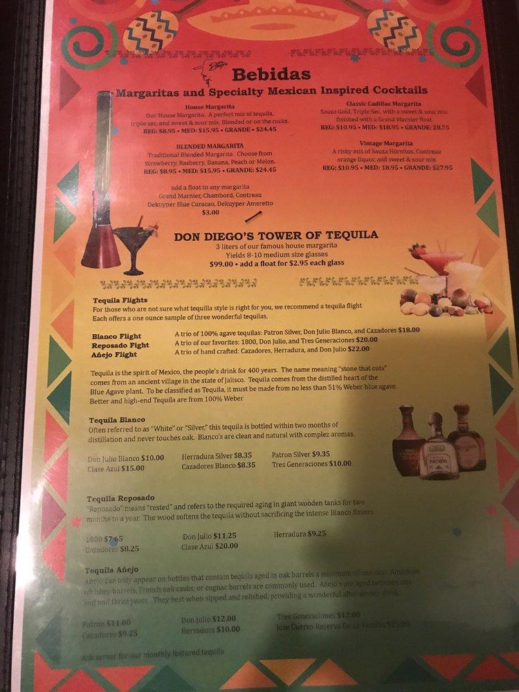 Menu at Don Diego's of Indian Wells pub & bar, Indian Wells