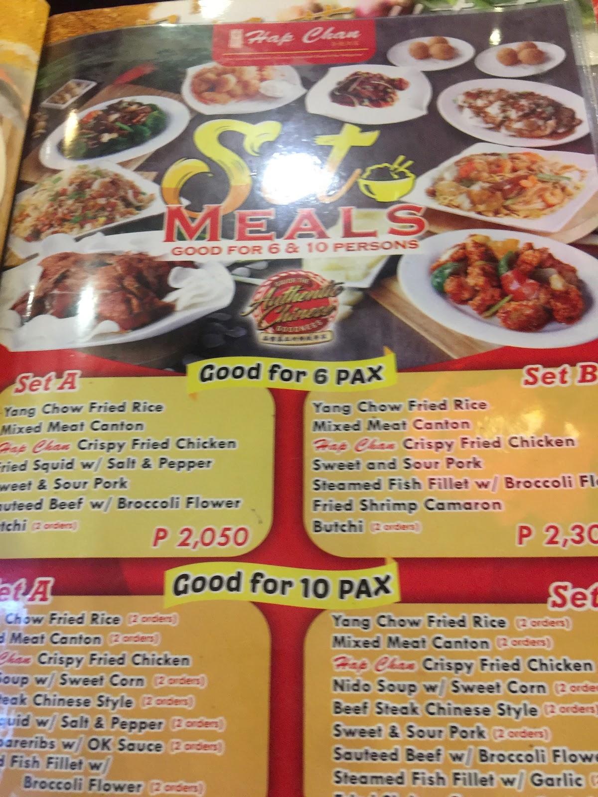 Menu at Hap Chan West Avenue restaurant, Quezon City, corner Examiner ...