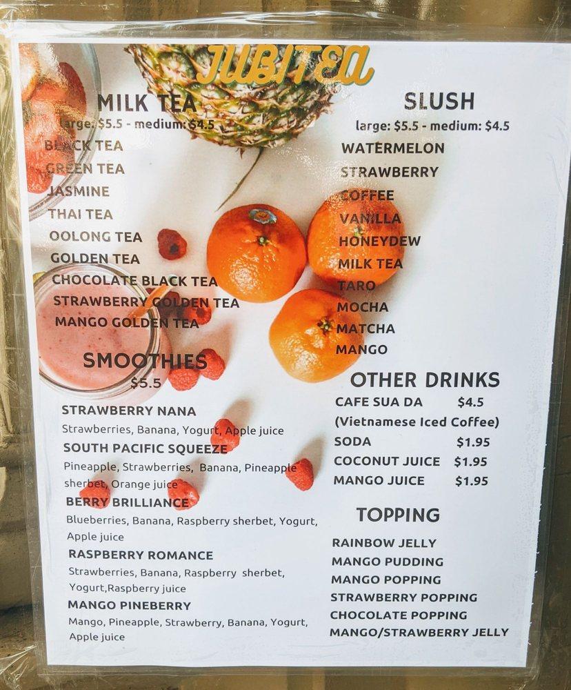 Menu at Jubi Tea - Hotspring pub & bar, Hot Springs