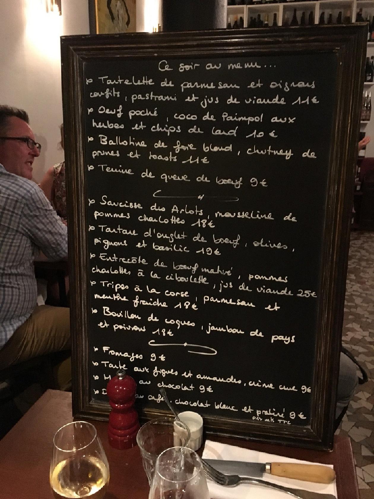 Menu au Les Arlots restaurant, Paris, 136 Rue du Faubourg Poissonnière