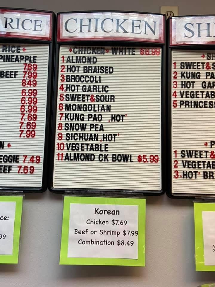 Menu at Mandarin Express restaurant, Omaha
