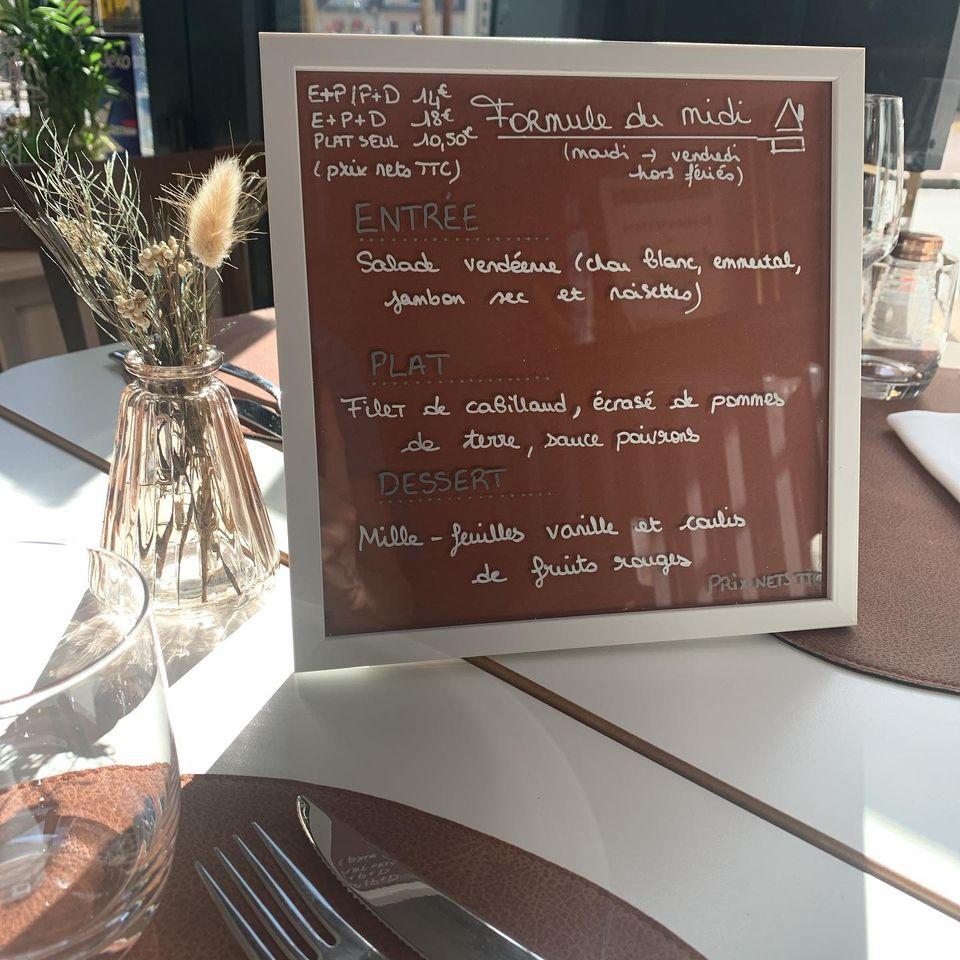Menu at Le Binôme restaurant, Vimoutiers
