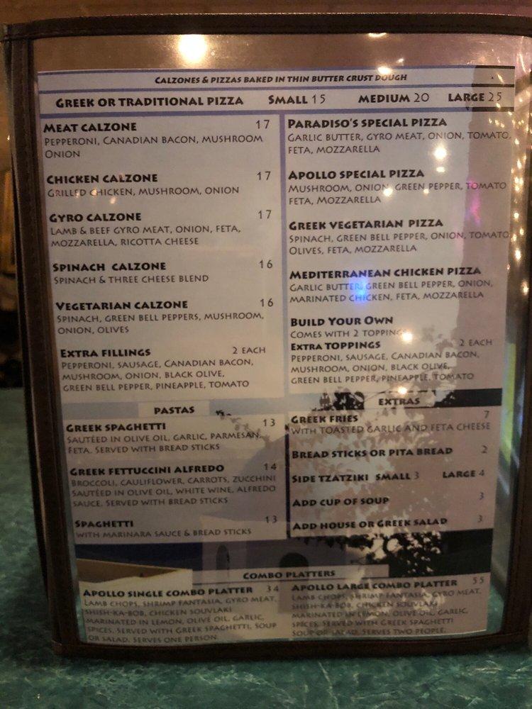 Menu at Apollo Greek Cuisine restaurant, Richland