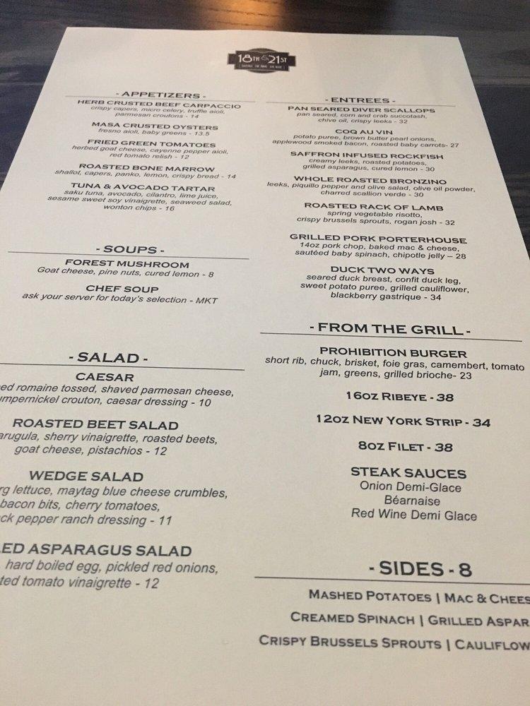 Menu at Cured 18th & 21st pub & bar, Columbia