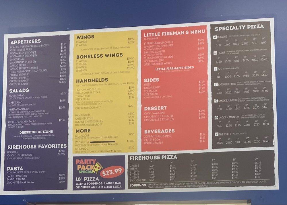 Menu at Fire House Pizza pizzeria, Denver