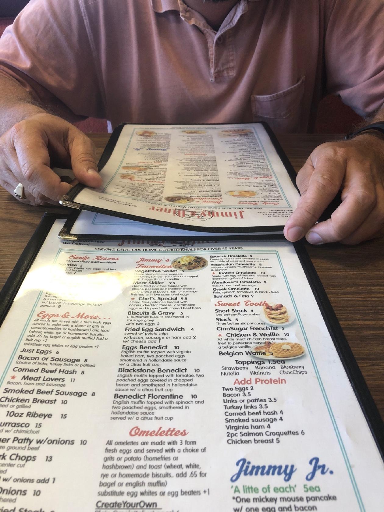 Menu at Jimmy's Place restaurant, North Miami, 510 NE 125th St