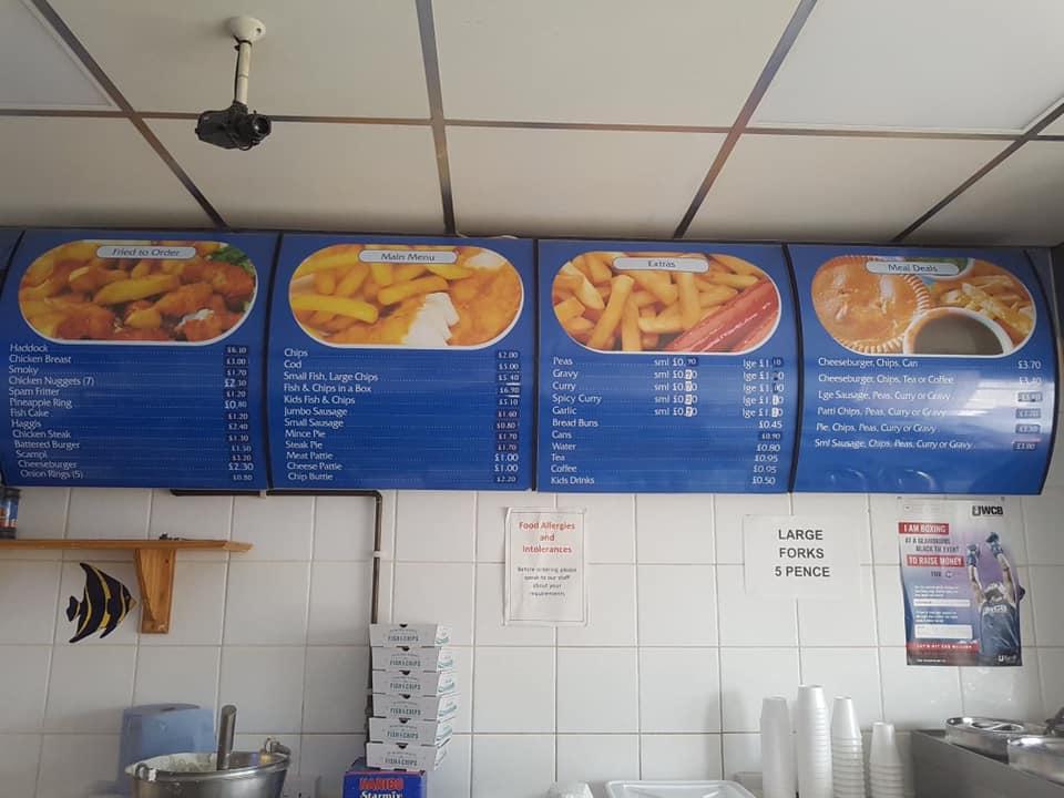Menu at Kielder 2 Fish Bar, Choppington