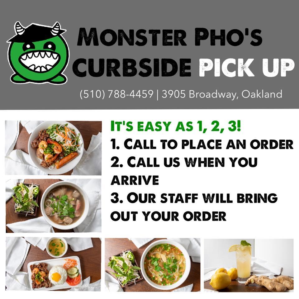 Menu at Monster Phở restaurant, Oakland