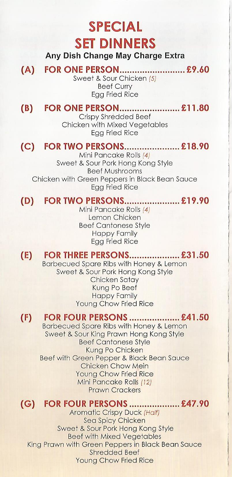 Menu at Ocean Fish & Chips & Chinese Takeaway fast food, Kettering