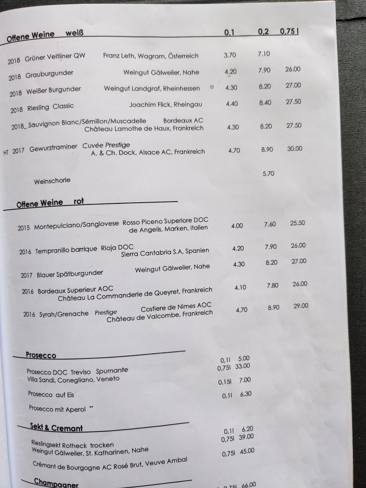 Speisekarte von Oxymoron restaurant, Berlin