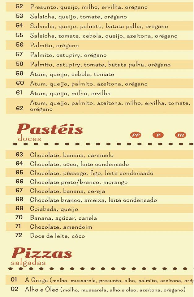 Menu at Pastelaria Fino Sabor cafeteria, Videira