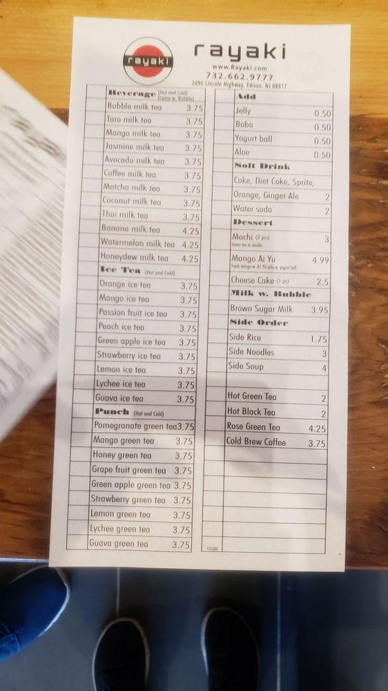 Menu at Rayaki Ramen Edison restaurant, Edison