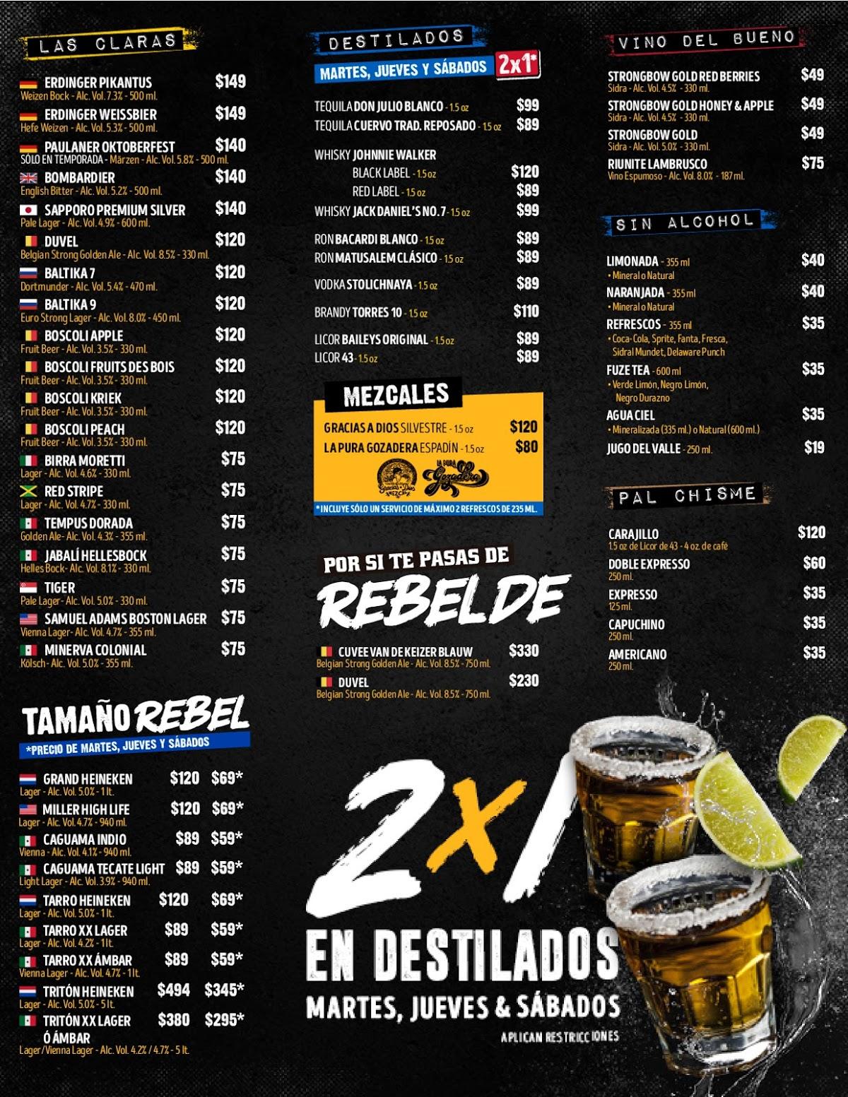 Menu at Rebel Wings Ecatepec restaurant, Tepexpan