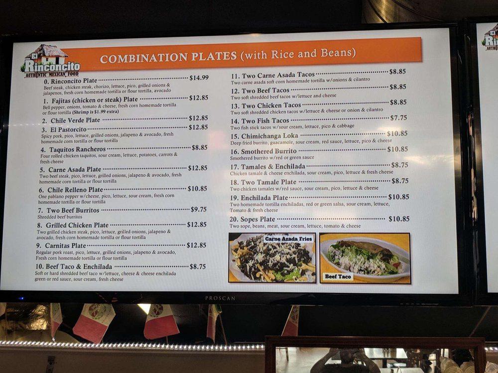 Menu at El Rinconcito Mexican Food restaurant, Idaho Falls