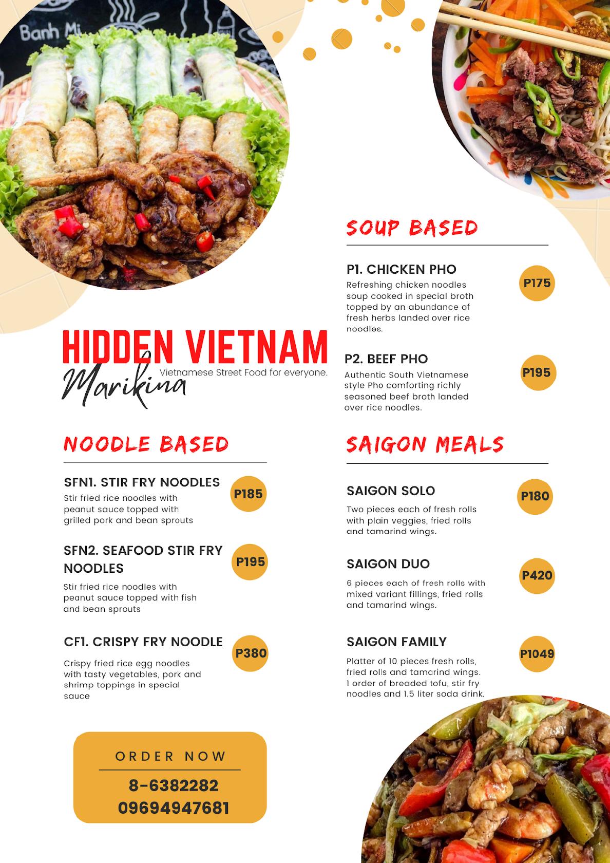 Menu at Hidden Vietnam Marikina restaurant, Marikina