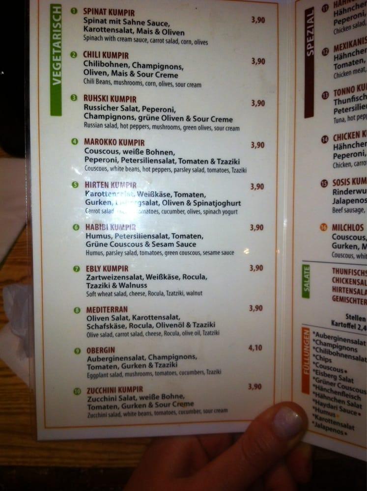 Menu at Kumpir König restaurant, Hamburg, Ottenser Hauptstraße 10
