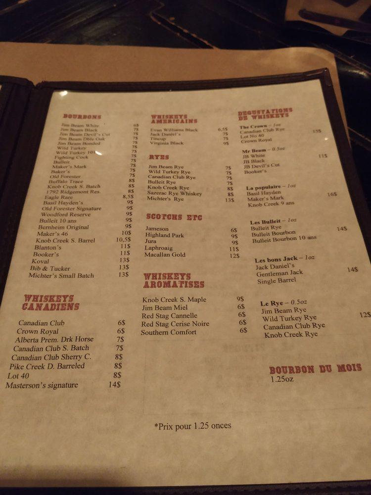 Menu at Le Boucan Smokehouse BBQ, Montréal, Notre-Dame St W