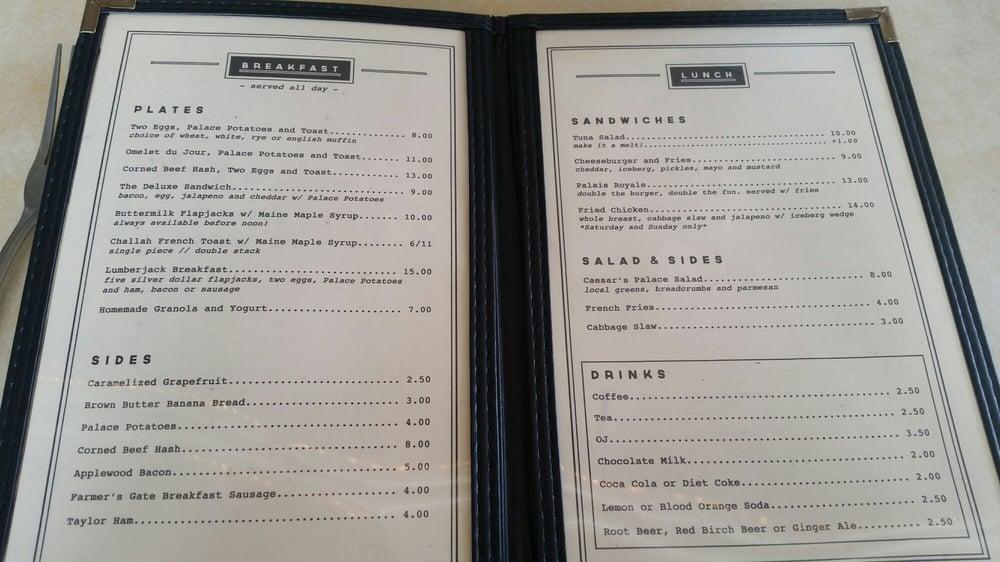 Menu at Palace Diner restaurant, Biddeford